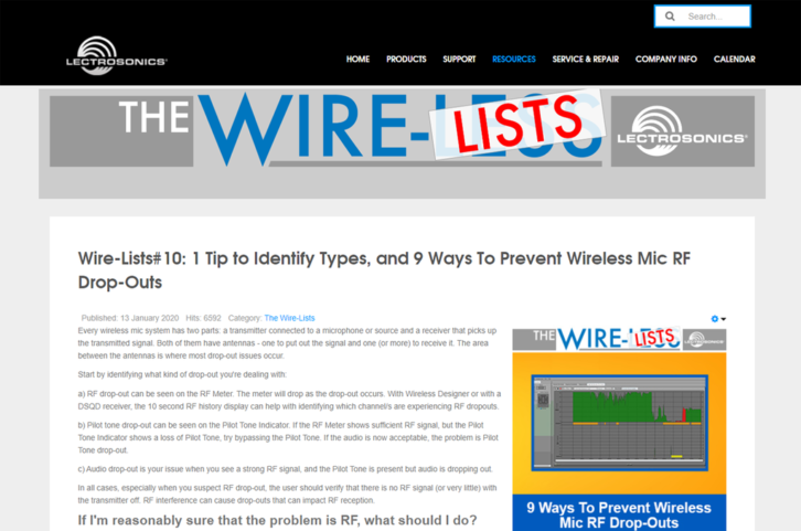 Lectrosonics Introduces “The Wire-Lists” - Sound & Video Contractor