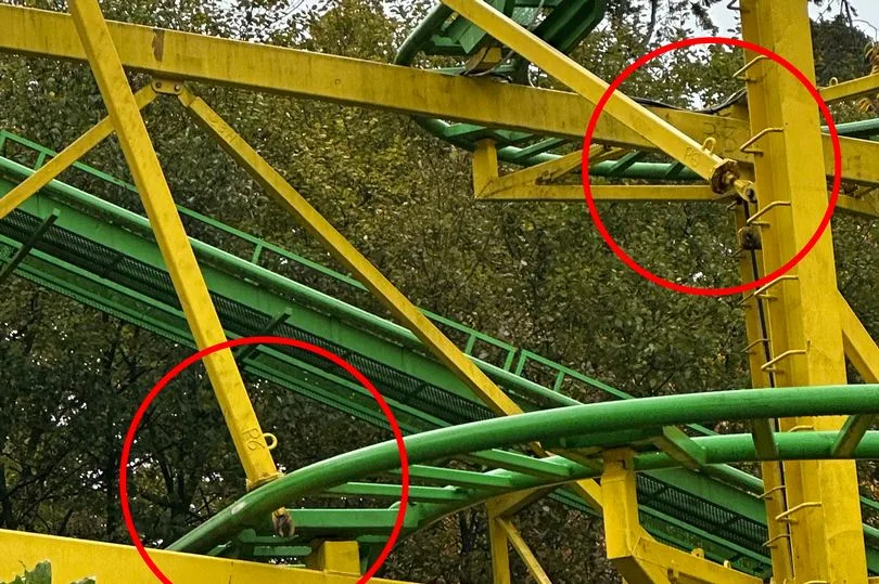 Rollercoaster halted after support beam falls on track - Sound & Video ...